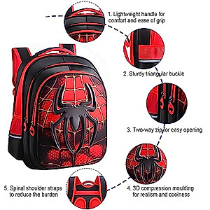 Zrutpim Lightweight Waterproof School Backpack for Kids,3D Cartoon Kids Backpack for School Boys Girls Kindergarten Elementary Toddler Backpack(red)