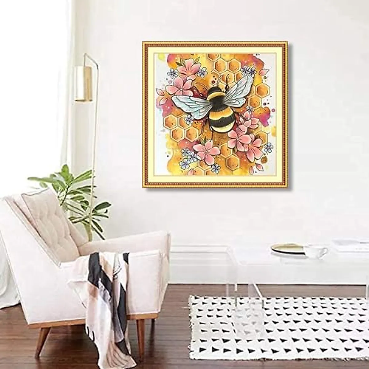 YMJD DIY Cross Stitch Embroidery Kit, 11CT Printed Embroidery Kit DIY Cross Stitch Embroidery Kit – Bee 36 x 36 cm