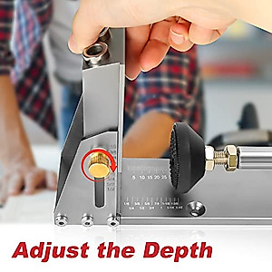 Pocket Jig Hole Kit, Professional Pocket Hole Jig Kit, Pocket Screw Jig with Removable Vacuum Adapter, All-Metal Pocket Hole Drill Guide Jig Set for Angled Holes for Men Carpentry Joinery Woodworking