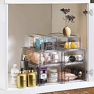 Sorbus Fridge Drawers - Clear Stackable Pull Out Refrigerator Organizer Bins - Food Storage Containers for Kitchen, Refrigerator, Freezer, Vanity & Fridge Organization and Storage (2 Pack | Medium)