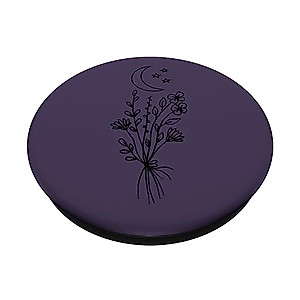 Dark Purple - Boho Moon Wildflower Floral PopSockets Standard PopGrip
