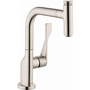 AXOR Citterio Stainless Steel Single-Handle Kitchen Faucet, Kitchen Faucets with Pull Out Sprayer, Faucet for Kitchen Sink, Magnetic Docking Spray Head, Stainless Steel Optic 39861801