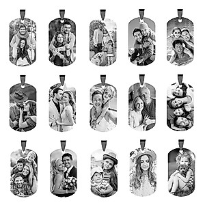 AIPNIS Personalized Custom Photo Picture Text Engraved Stainless Steel Dog Tags Necklace Message Pendant Customized Birthday Gift,Father's Day Gift