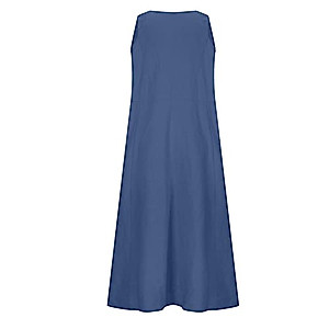SMIDOW Womens Cotton Linene Beach Sun Dress Casual Loose Flowy Maxi Long Dresses Sexy Sleeveless Comfy Sundress Summer 2023