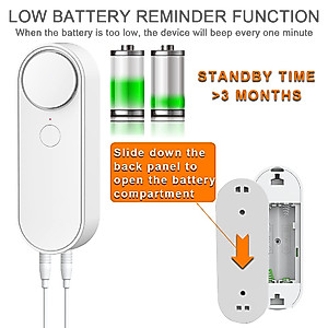 WiFi Water Leak / Water Level 2 in 1 Detector, Smart Water Sensor Alarms, Detached 2 M Dual Detection Line, Left and Right Dual Alarms, Remote App Monitoring, Dual Alerts, AAA Battery Powered