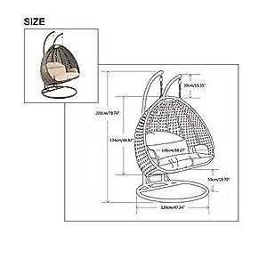 Island Gale® Luxury 2 Person Wicker Swing Chair ((2 Person) X-Large-Plus, Latte Rattan/Charcoal Cushion) Hanging Frame Color Black/Bronze Pending Availability.