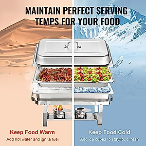 VEVOR Chafing Dish Buffet Set, 2 Packs, Silver