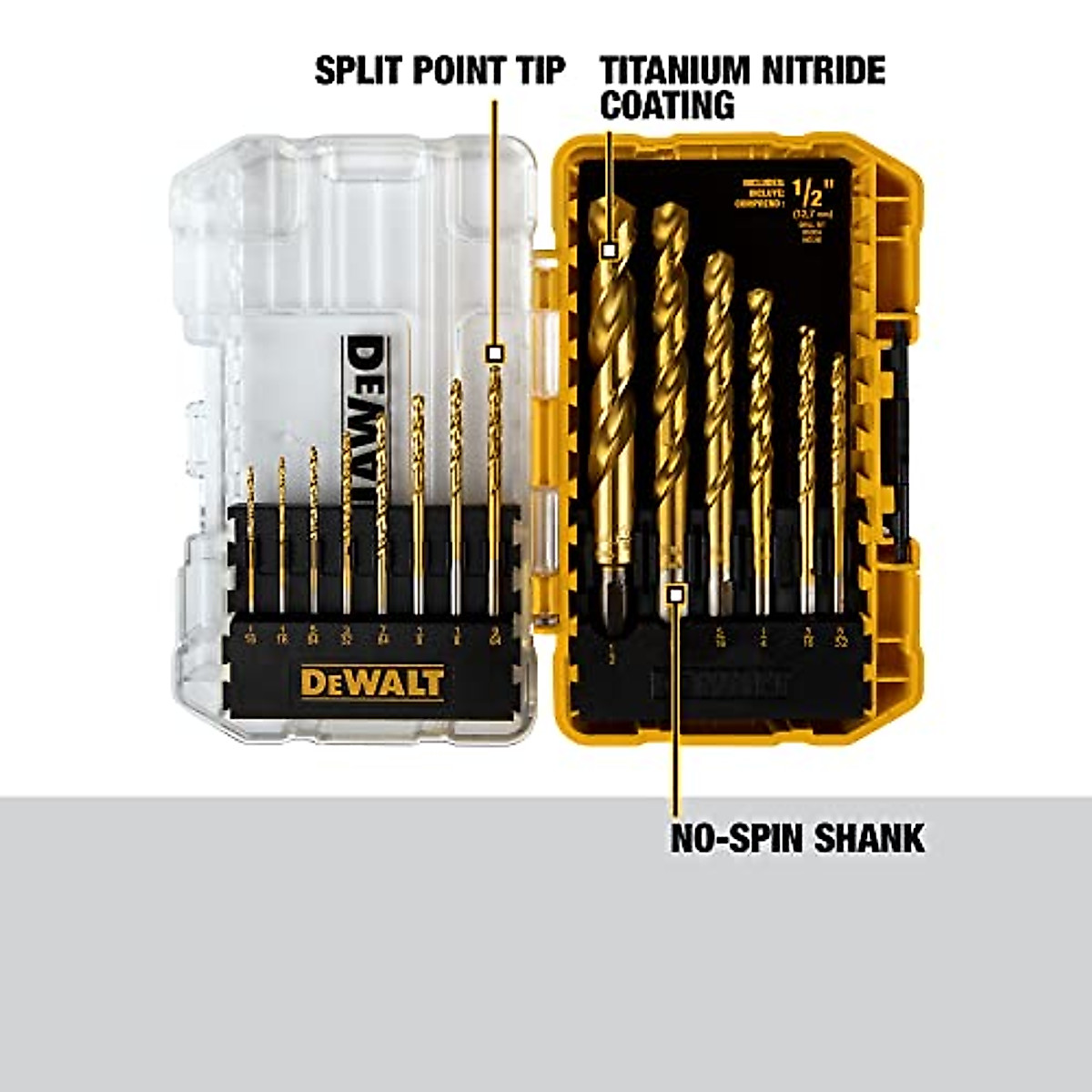 DEWALT DW1341 14-Piece Titanium Nitride Speed Tip Drill Bit Set