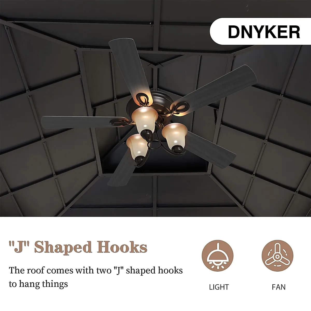 Metal Gazebo 10' x 12' W/Double Steel Roof, Permanent Anti-Rust Coating Iron Hardtop Outdoor Gazebo w/Curtains and Netting for Patio Backyard Garden Lawn Deck, w/Hook Design