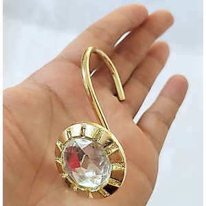 Gold Shower Curtain Rings Hooks Rustproof, Set of 12