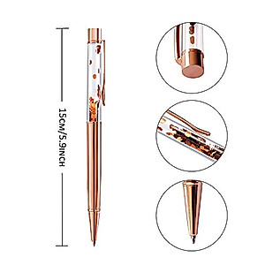 ZZTX 3 Pcs Rose Gold Ballpoint Pens Metal Pen Bling Sequin Pen With Refills Black Ink Office Supplies Gift Pens