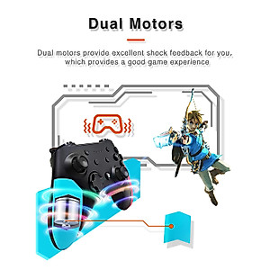 Wireless Switch Pro Controller for Nintendo Switch with Adjustable Turbo Function,Dual Vibration Function,Gyro 6-Axis and High Battery Life. Remote Gamepad Joystick for Switch Console, Red&Blue