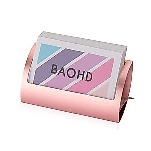 Metal Business Card Holder for Desk, Modern Aluminum Business Card Display Holder Stand, Desktop Name Card Rack Organizer Desk Card Accessory for Office Home (Rose Gold)