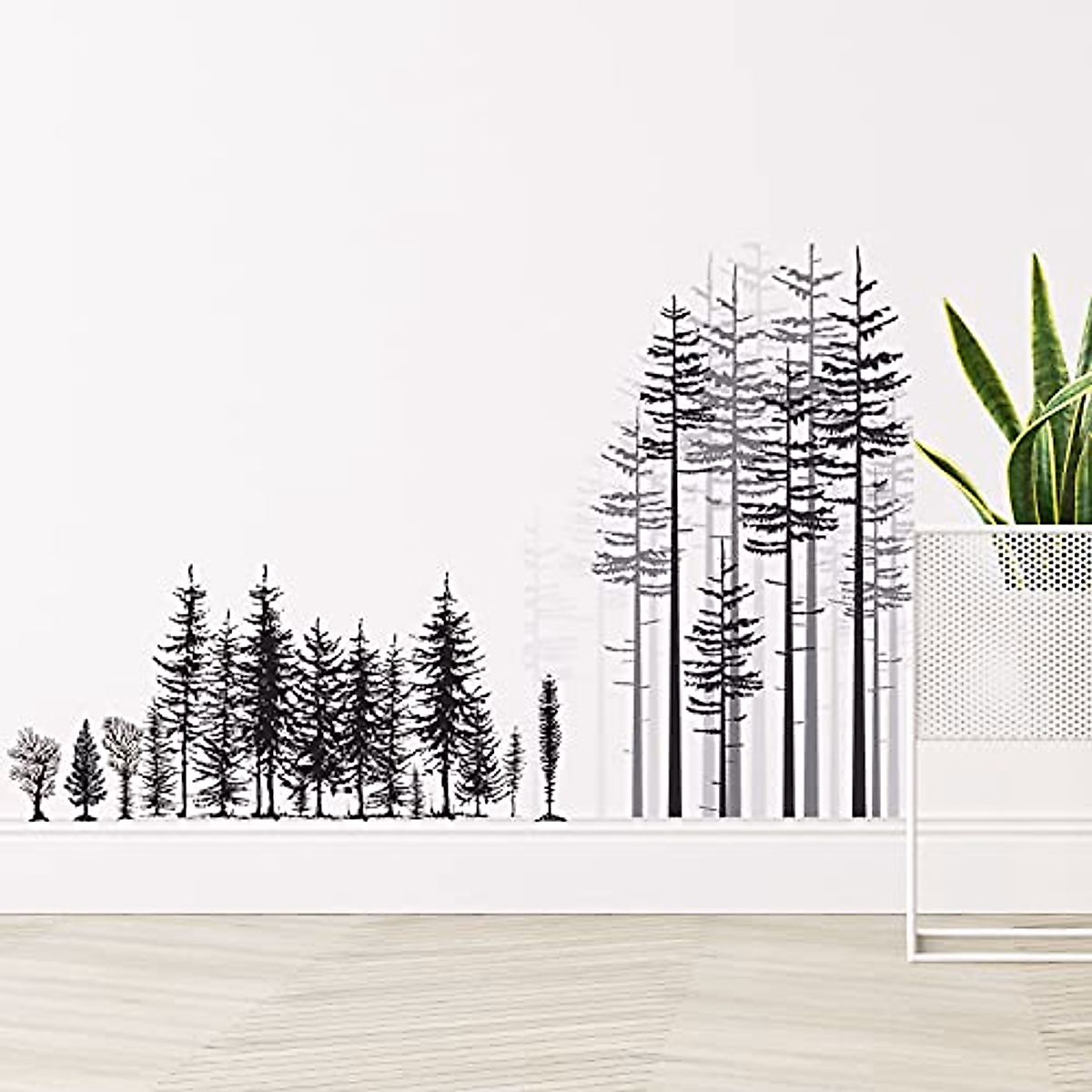 3 Sheets Mountain Forest Bear Wall Decals Stickers Pine Tree Wall Decals Woodland Trees Wall Stickers Deer Forest Decals for Kids Nursery Bedroom Living Room Decor, 11.8 x 35.4 Inches (Bear)