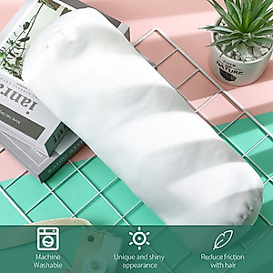 Tatuo 2 Pieces White Cervical Round Pillow Cover for Neck Roll Pillow Cervical Neck Roll Memory Cylinder Round Cushion(Artificial Silk,17 x 4 Inch)