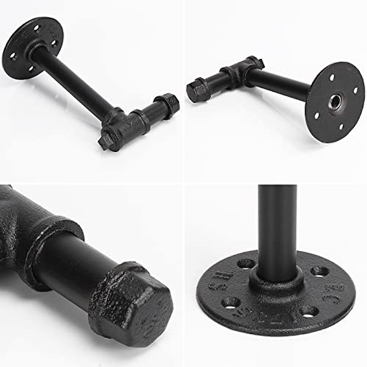 NearMoon 3 Packs Bathroom Robe and Towel Hooks for Hanging, Rustic Style Vintage Industrial Pipe Wall Mounted Hooks, Heavy Duty DIY Hardware Coat Hook for Bathroom, Kitchen (6 Inch)