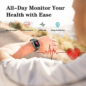 UHOOFIT Smart Watch for Men, Smartwatch Compatible withAndroids iOS, 5ATM Waterproof Fitness Watch with 24 Sports Modes Message Notification Heart Rate Blood Oxygen Monitor and Sleep Tracking