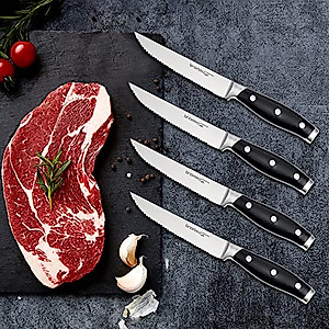 linoroso Knife Set with Gift Box, 14 Pcs Full Tang German Stainless Steel Knife Block Set with Scissors, Ultra Sharp Knife Sets for Kitchen with Wooden Block, Classic Series - Gift for Men & Women