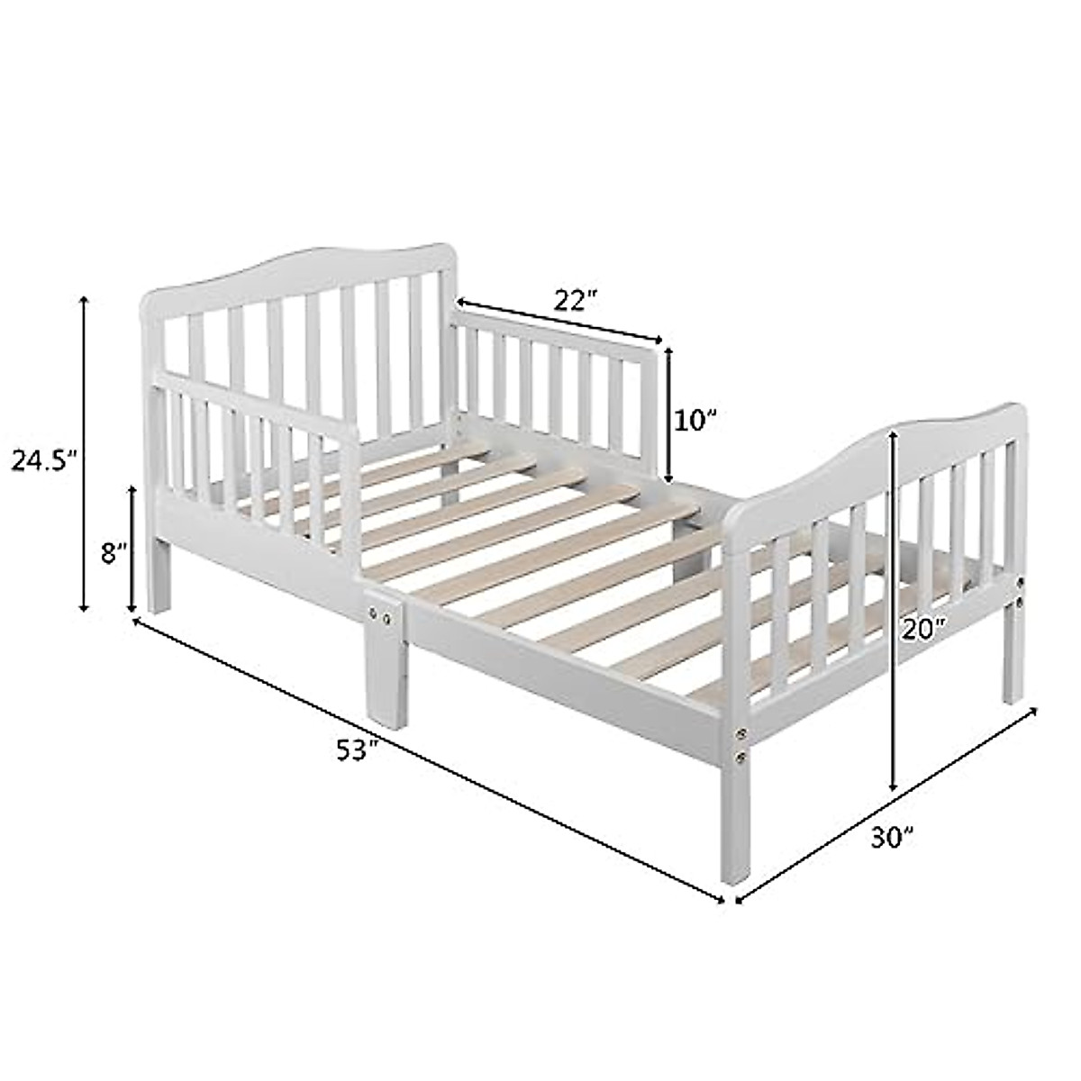 Single Layer Vertical Board with guardrail Pine Wood Bed (White)