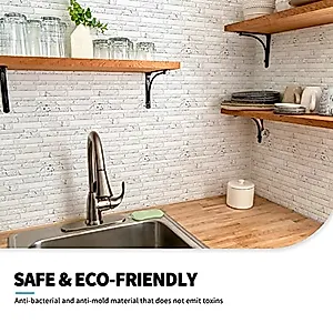 Art3d Peel and Stick Brick Kitchen Backsplash Self-Adhesive Wall Tile Stone Design, 10 Sheets (White)