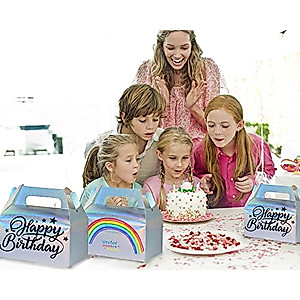 UnicoPak 30 Pack Rainbow Silver Gable Treat Boxes, Party Favor Boxes, Gift Boxes for Kids, for Snacks, Candy, Toys, Birthday Party, Wedding, Halloween, Christmas – 6.5x3.5x3.5 Inches