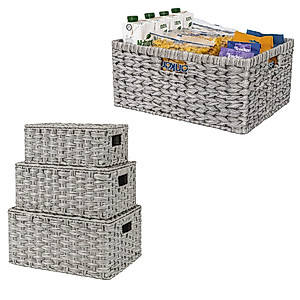 GRANNY SAYS Bundle of 3-Pack Wicker Baskets & 1-Pack Wicker Shelf Basket for Organizing
