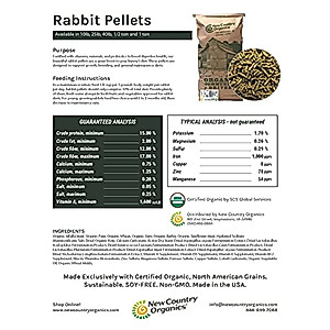 New Country Organics Soy-Free Rabbit Feed Pellets, 25 lbs