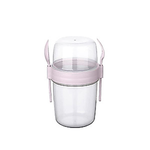 GanoOne On the Go Cups, Take and Go Cup with Topping Cereal or Oatmeal Container, Portable Lux Cereal To-Go Container with Top Lid Granola & Fruit Compartment (Lilac)