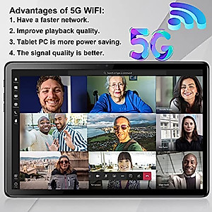Android Tablet 10 Inch, 5G WiFi Tablet with Keyboard, 1.8GHZ Octa-Core Processor, 4GB+128GB/512GB ROM, Bluetooth 5.0, GPS, Google Certified HD Tablet PC Gray