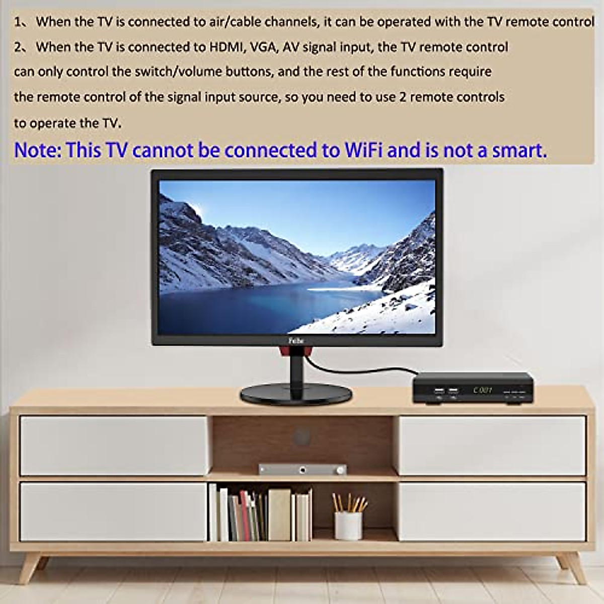 Feihe 19 Inch TV, LED Widescreen TV with Digital ATSC Tuners HDMI/VGA/AV/USB, 19 Inch Flat Screen TV with Built in Dual Speakers for Kitchen and RV Camper