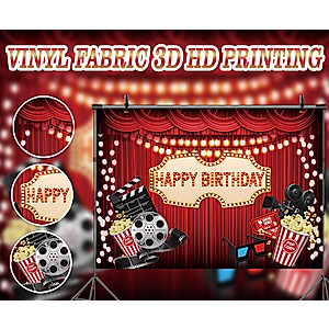 Movie Night Backdrop Red Carpet Movie Theme Birthday Party Background Children Star Movie Theme Party Photography Decoration Photo Shoot Props 7x5FT