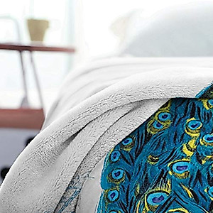 Flannel Fleece Bed Blanket 50 x 60 inch Peacock Throw Blanket Lightweight Cozy Plush Blanket for Bedroom Living Rooms Sofa Couch - Peacock Stand On Branch Wildlife Colorful Tropical Animals