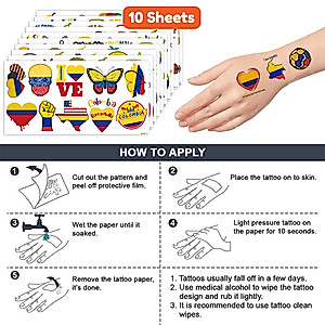 Cute Colombia Temporary Tattoos Independence Birthday Party Decorations Favors Supplies Flag Themed Stickers 10 Sheets 100 PCS Gifts for Baby Kids Girls Boys Decor Class School Carnival Christmas