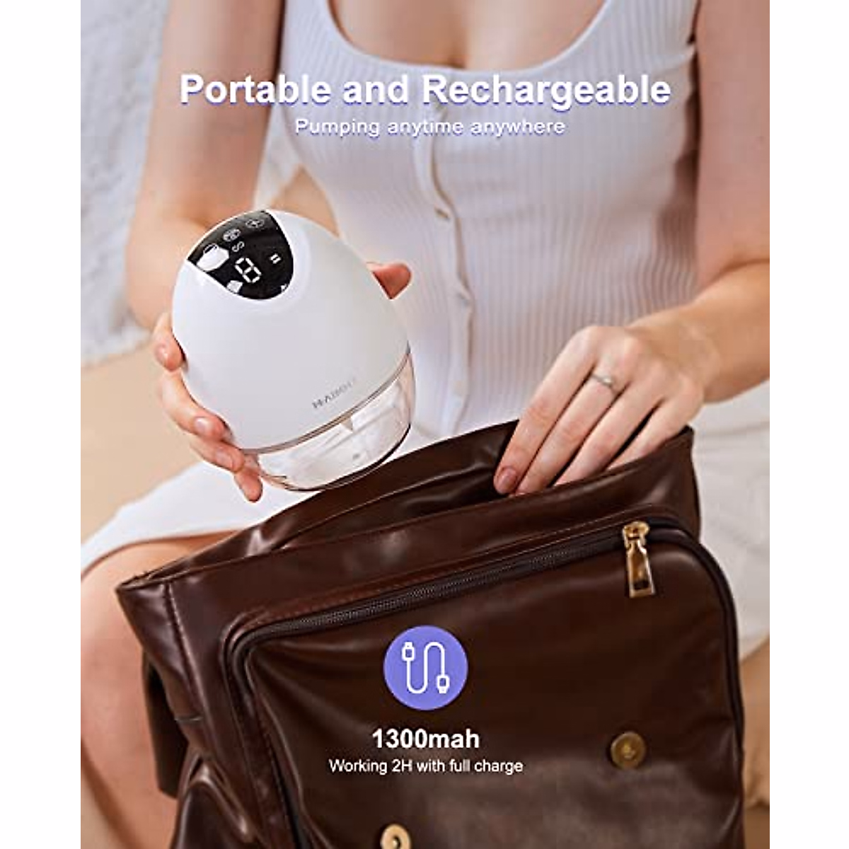 Wearable Breast Pump Hands Free, Haimmy Electric Portable Wireless Breast Pumps with LCD Display 3 Modes & 9 Levels, 19/21/24/28mm Flange, Leak-Proof, Low Noise Painless Breastfeeding Pump (2 Pack)