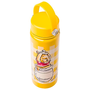 Silver Buffalo Disney Winnie the Pooh Stainless Steel Water Bottle with Swivel Handle Featuring Winnie the Pooh, 20 Ounces