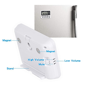 XREXS 4 Channels Digital Kitchen Timer Clock, Cooking Timer with Large LCD Display, 4 Groups Simultaneous Timing Countdown Up Pocket Timer, Magnetic Attachable (Battery Included) (396)