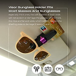 Readerest Sunglass Holder for Car - Glasses Clip Organizer for Car Sun Visor - Sunglasses Mount with Ticket Card - 180-Degree Rotational Clip - Eyeglass Holders for Cars - Glasses Hanger Accessories