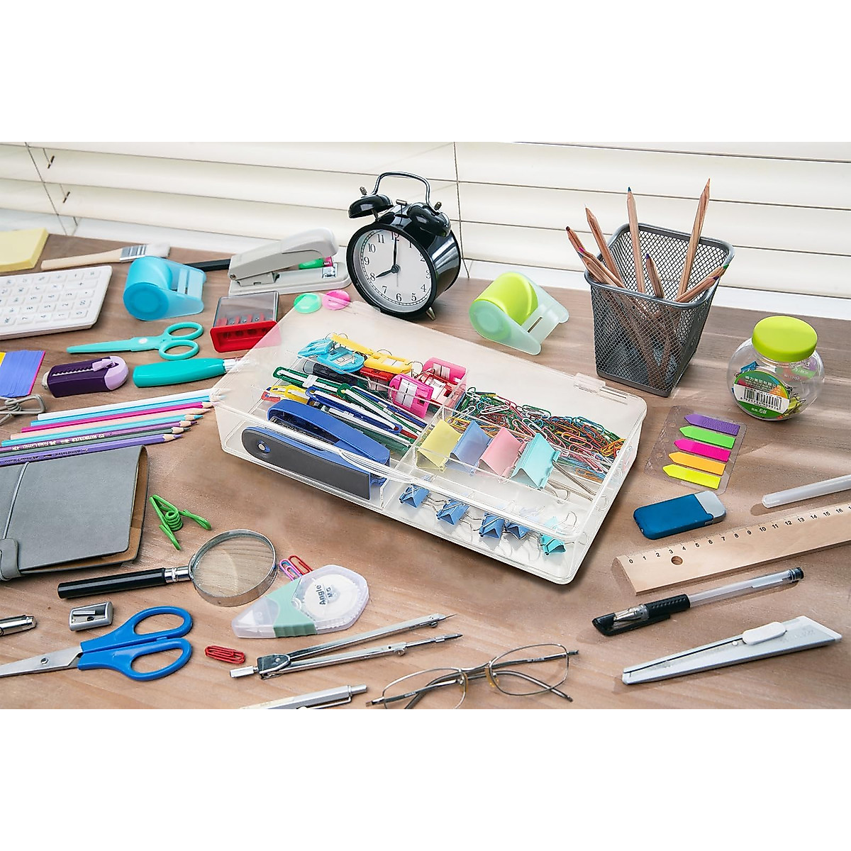 Yiktop Acrylic Eyeglass Organizer, Stackable Sunglasses Case Storage Organizer with Lid - 2 Pack