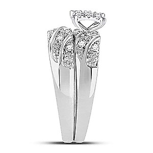 Sizes - L = 4.5, M = 10.5 - 14k White and Yellow 2 Two Tone Gold Mens and Ladies Couple His & Hers Trio 3 Three Ring Bridal Matching Engagement Wedding Ring Band Set - Round Diamonds - Princess Shape Center Setting (1/4 cttw) - Please use drop down menu t