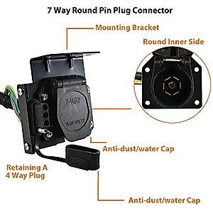 RED WOLF Brake Control Wiring Harness Adapter Fit Dodge Ram Chrysler w/Multifunctional 4 to 7 Way Pin Flat Trailer Converter Connector, 7 Round Blade Trailer Camper Towing Brake System Mount