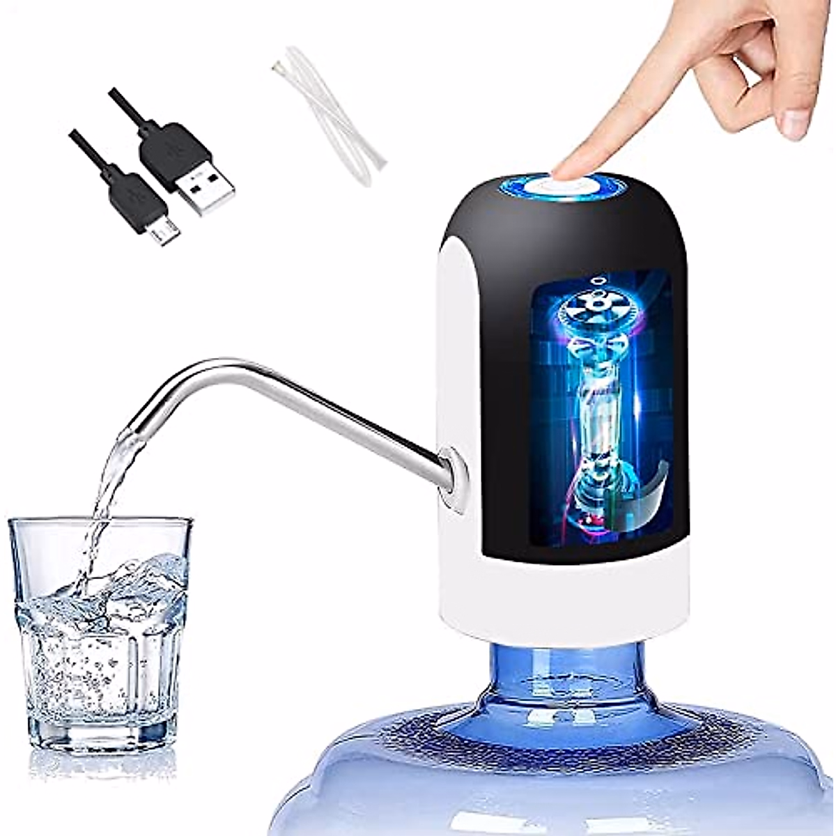 Electric Water Dispenser Pump - Food Grade Pump Pressurized for Easy Dispensing - Battery Powered Water Dispenser Compatible w/ 2-5 Gallon Water Bottles - Ideal for Home/Office/Camping Use