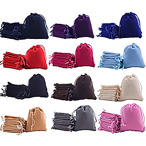 Sansam 48pcs Small 12 Colors Mixed Drawstrings Velvet Gift Bags Velvet Jewelry Pouches for Wedding Favors, Candy Bags, Party Favors, 2.8x3.6''