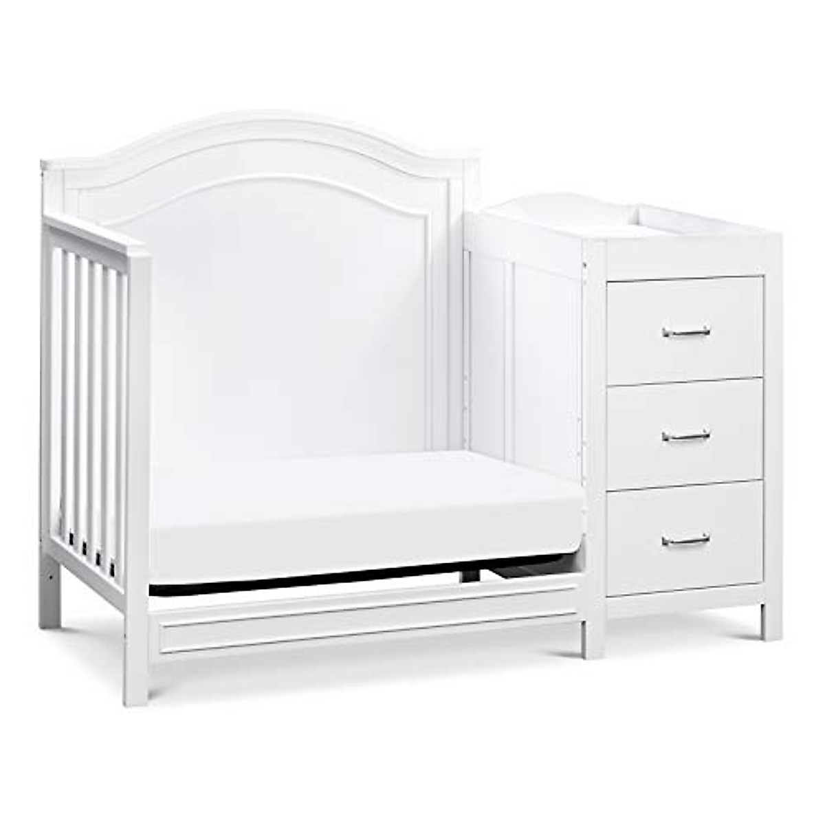 DaVinci Charlie 4-in-1 Convertible Mini Crib and Changer Combo in White, Greenguard Gold Certified