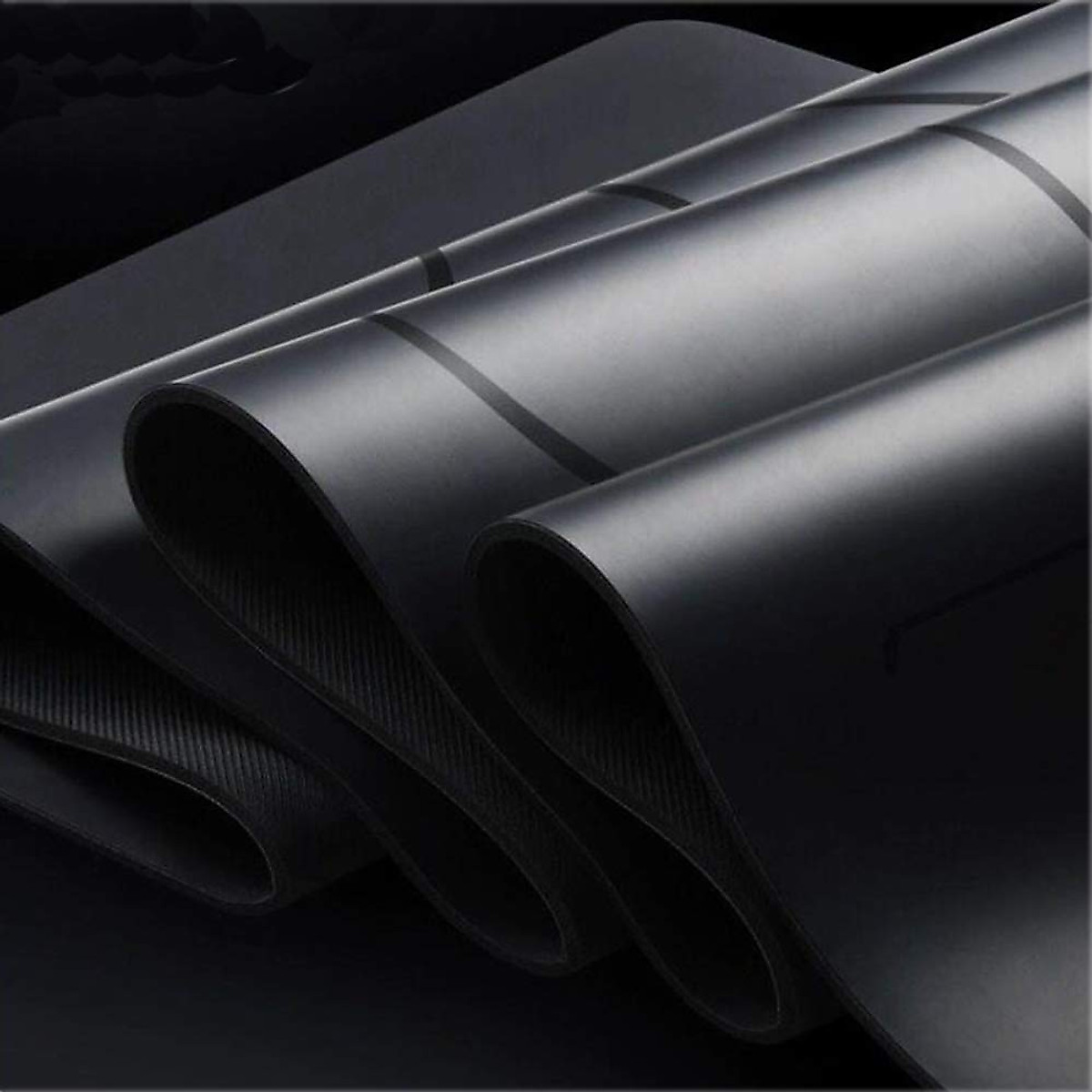 Ithonest PU Natural Rubber Yoga Mat with Alignment Lines,Pilates Exercise Non-slip Mats,Fitness Sports Slimming Training Eco Friendly mats & home 74"X26"(Included Carrying Strap and Mesh Bag) (Black)