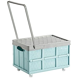Cabilock Planter Trolley Lidded Storage Bin Collapsible Storage Box Stackable Clothes Storage Box With Wheel Car Trunk Storage Box(16.54 x 11.42 x 9.45 inch)