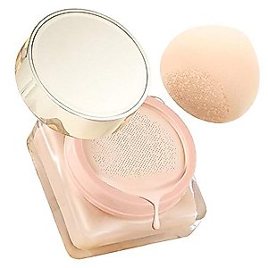 Air Cushion CC Cream Liquid Mushroom BB Foundation Weightlight Color Brighten Face Tones Moisturizer Primer Hides Face Pores for Girls Dry Skin with Makeup Sponge (13g)
