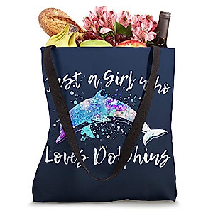 Just a Girl Who Loves Dolphins Cute Dolphin Lover Graphic Tote Bag