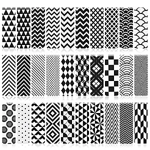 MWOOT 30Pcs Geometric Magnetic Bookmarks, Black White Magnet Page Markers Kit, Creative Magnetic Page Clips Bookmark for School Office Kids Students Book Lovers Reading Supplies (30 Styles, 6x2CM)