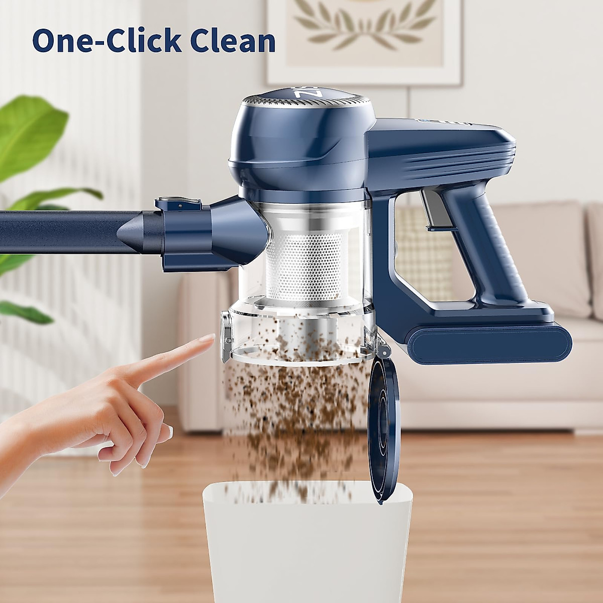 Cordless Vacuum Cleaner, ZISIZ Stick Vacuum with Powerful Suction, 40Mins Rechargeable Vacuum, Lightweight Vacuum Cleaners for Home Pets Short Carpet