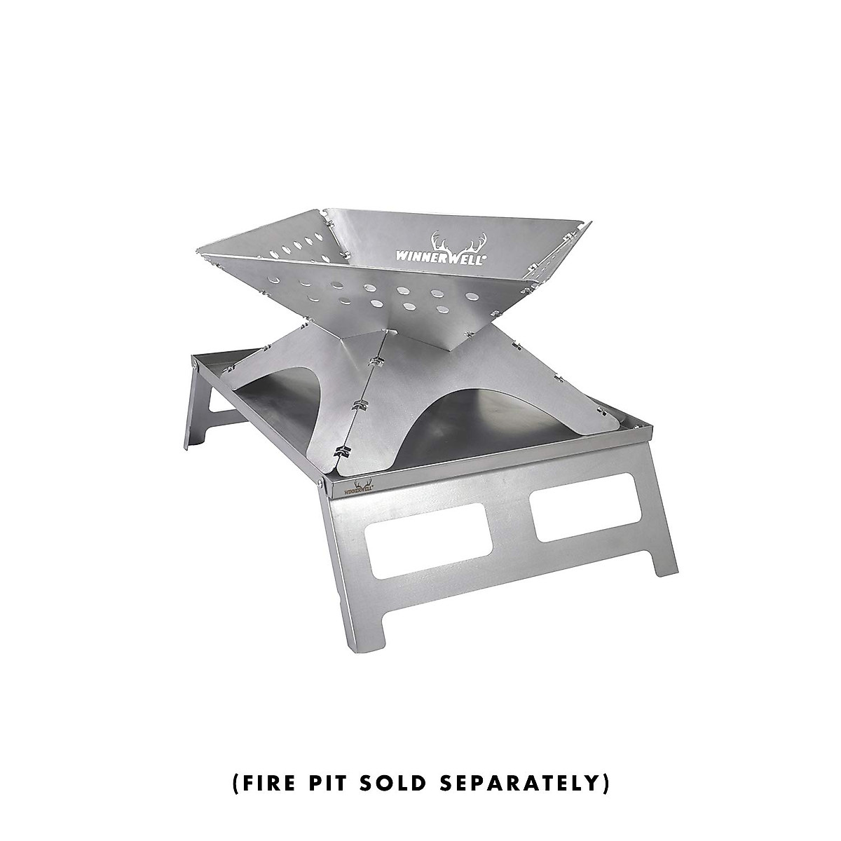 Winnerwell Accessory Table for Flatfold Fire Pit - Large | Portable Stainless Steel Accessory Table for Fire Pan and Camping